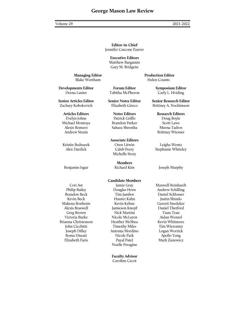 About Us - The George Mason Law Review