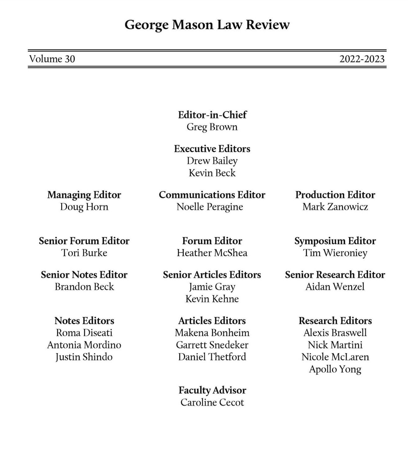 About Us - The George Mason Law Review